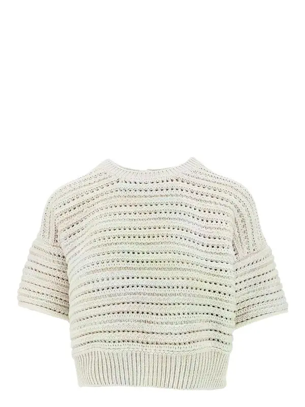 Emporio Armani Cropped Pointelle Knit Top - Neutrals