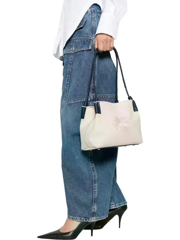 Etro Logo Braided Shoulder Bag - Neutrals
