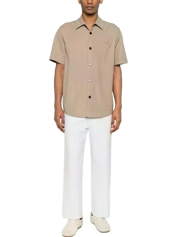 Harris Wharf London Summer Button Short-sleeve Shirt - Neutrals