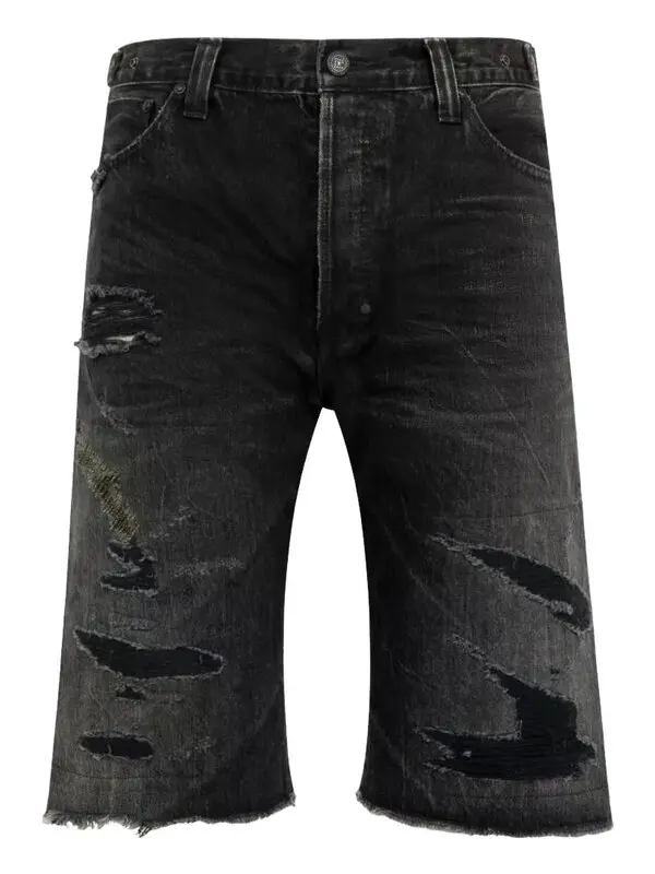 Mastercraft Union Distressed Denim Shorts - Black