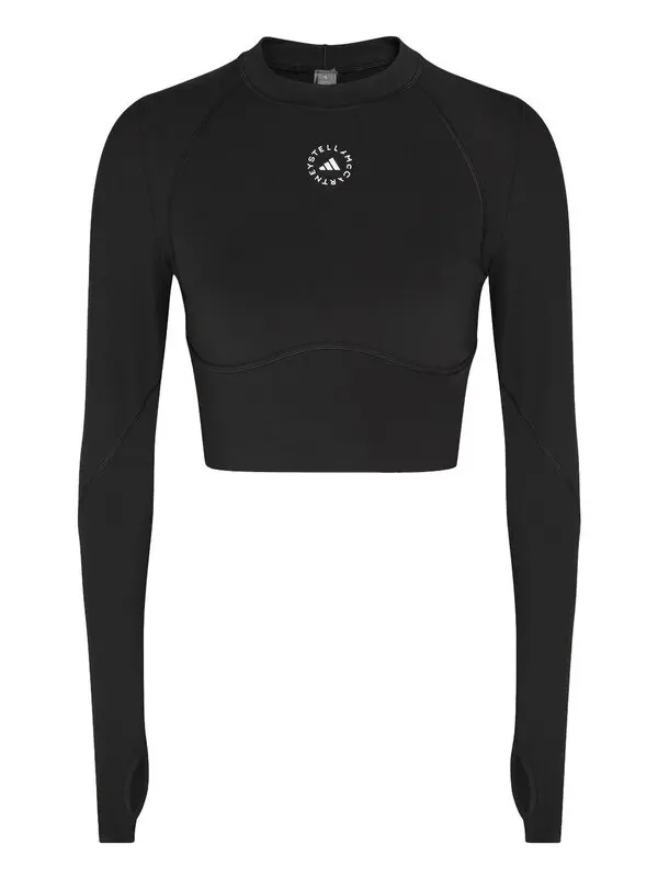 Stella McCartney Adidas X Training Cropped Stretch-jersey Top - Black