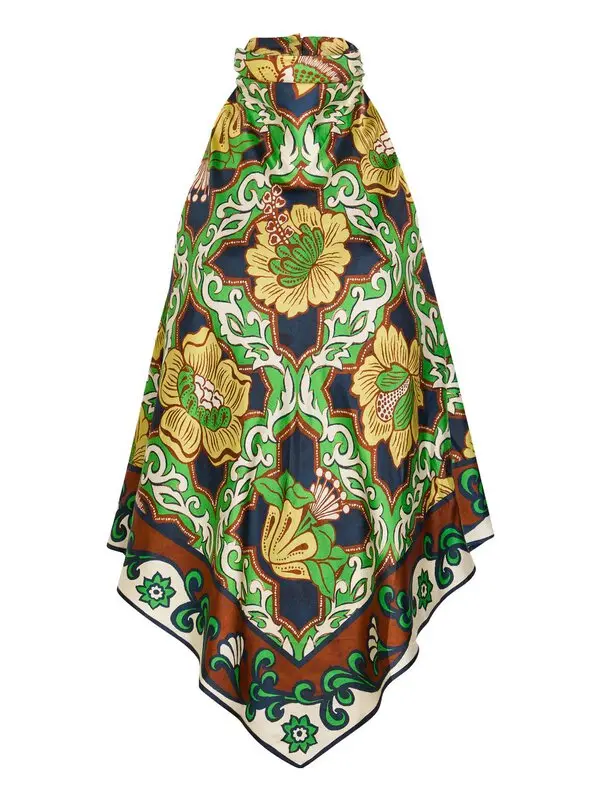 ALEMAIS Liana Printed Silk Halterneck Top - Multicoloured
