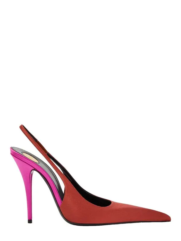 Saint Laurent 110 Satin Slingback Pumps - Red