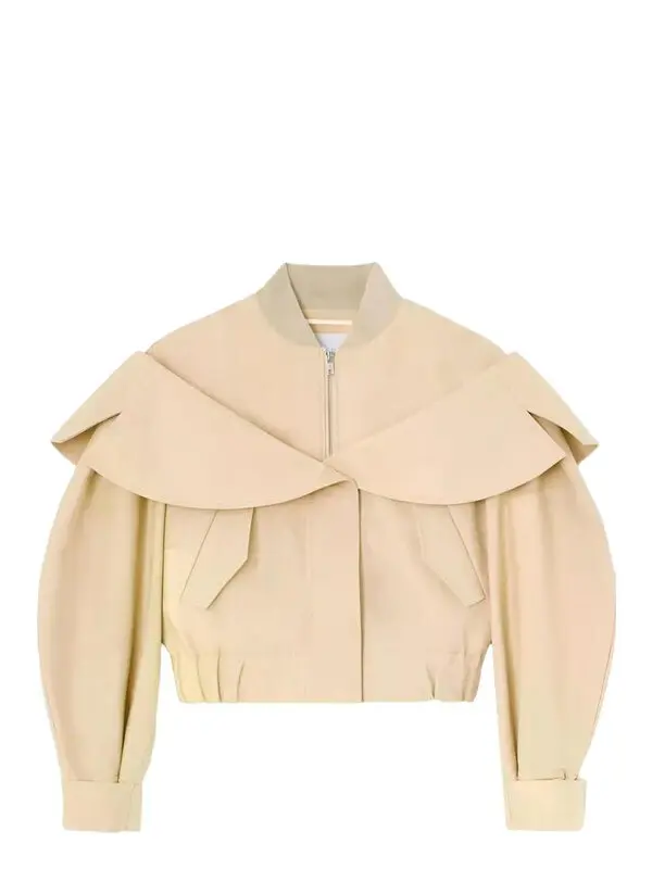 GANNI Layered-detail Bomber Jacket - Neutrals