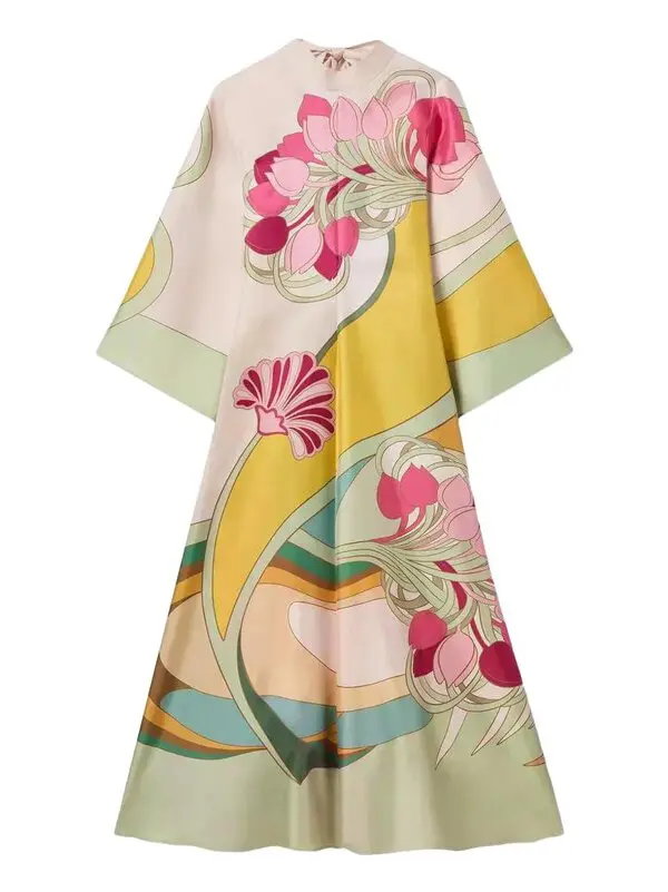 La DoubleJ Magnifico Silk Twill Printed Maxi Dress - Green