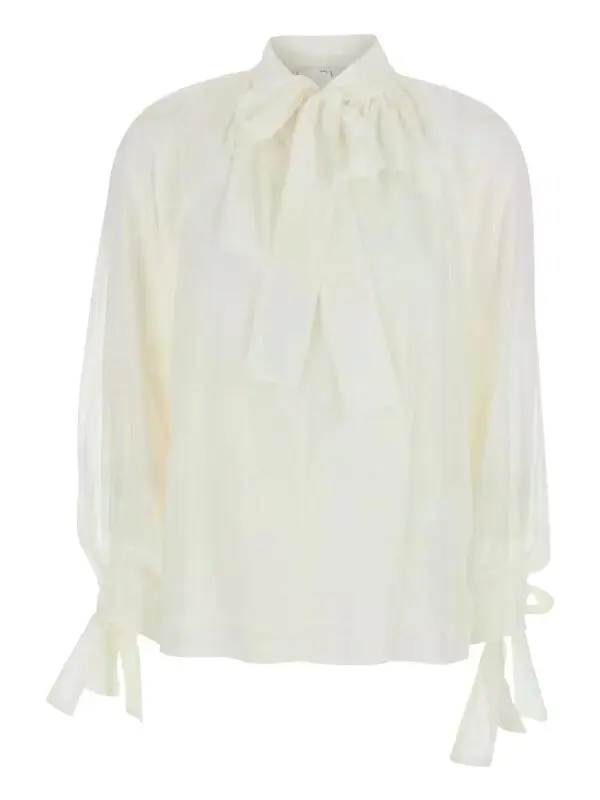 TELA Bow Detail Cotton Blouse - Neutrals