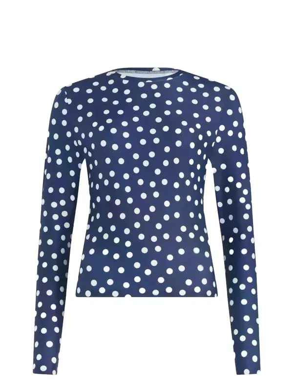 JEAN PAUL GAULTIER Navy Polka Dot Long Sleeve Top - Blue