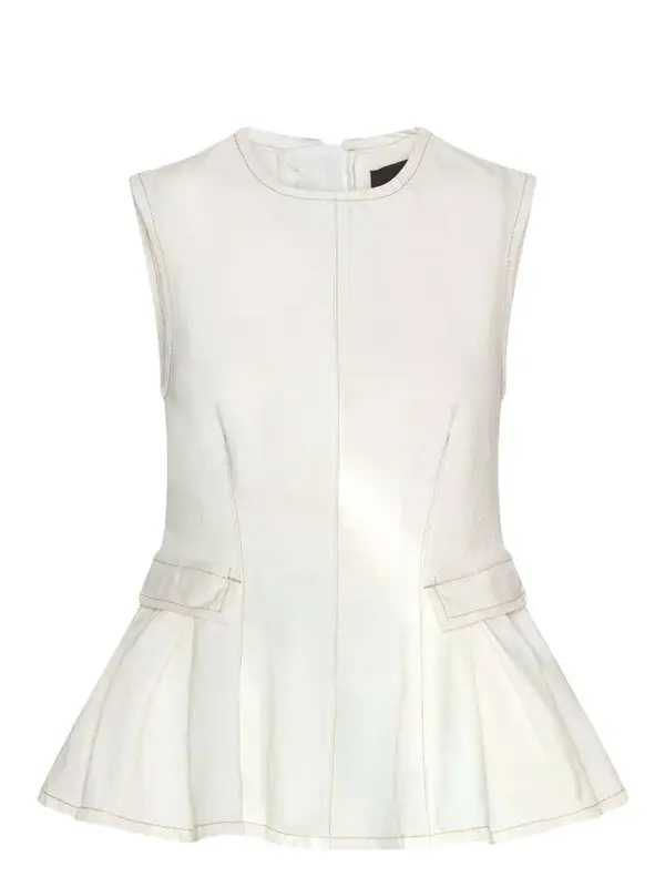 ROTATE BY BIRGER CHRISTENSEN Peplum Denim Top White - Neutrals