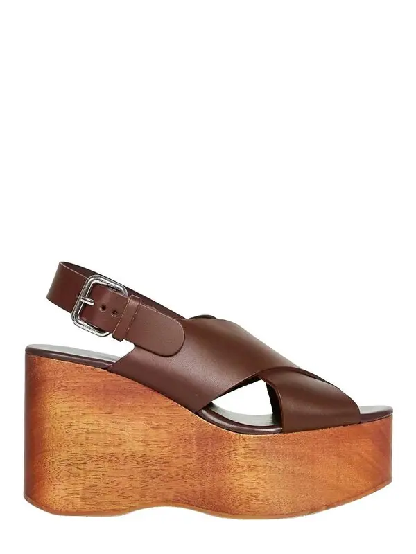 Max Mara Criss-cross Leather Wedge Sandals - Brown