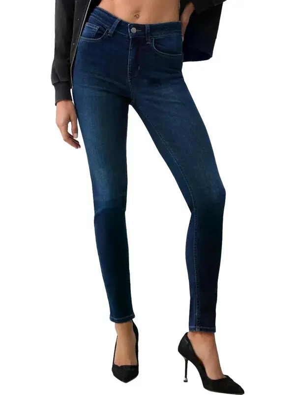 Liu Jo Button-fastening Skinny Jeans With Gemstone Appliqu - Blue