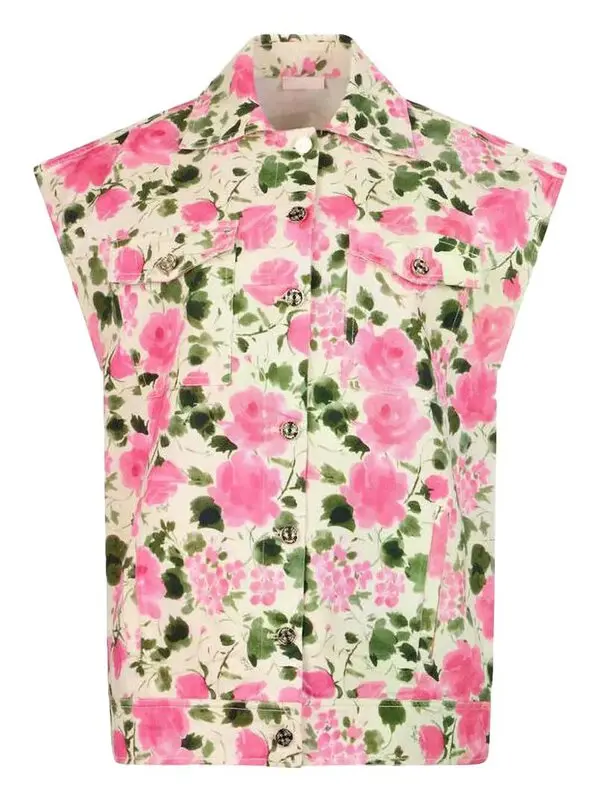 Liu Jo Floral Print Cotton Gilet - Neutrals