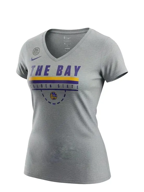 Nike Nba Golden State Warriors "the Bay" V-neck T-shirt - Grey
