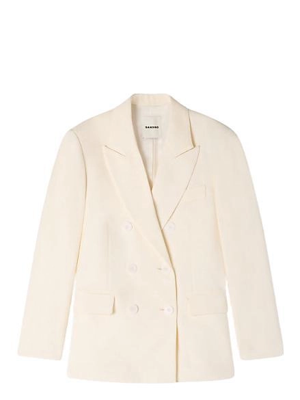 Sandro Tailored Peak-lapel Woven Blazer - Ecru