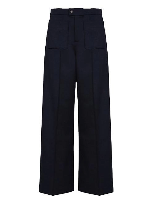 Soeur Harry Flared Straight-leg High-rise Stretch-woven Trousers - Navy