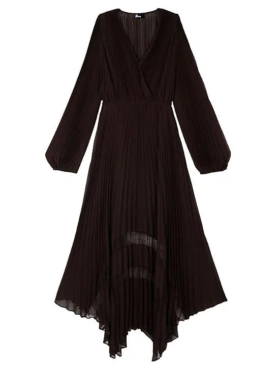 The Kooples Pleated Lace-embroidered Woven Maxi Dress - Cafe