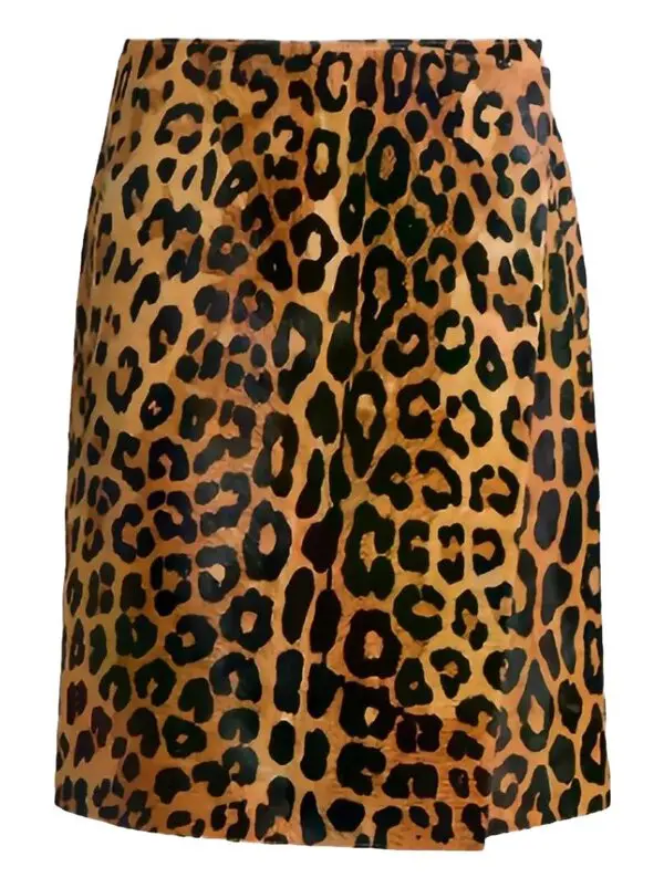 Alberta Ferretti Leopard-print Belted Skirt - Brown