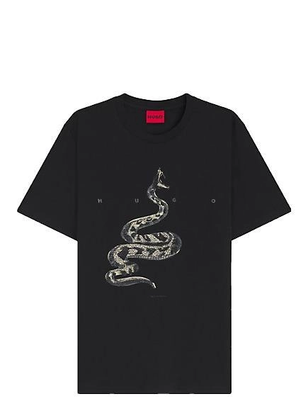 Hugo Snake-print Short-sleeved Cotton-jersey T-shirt - Black