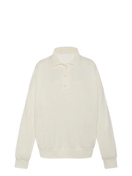 THE ROW Corzas Relaxed Polo Cotton-jersey Sweatshirt - Seashell