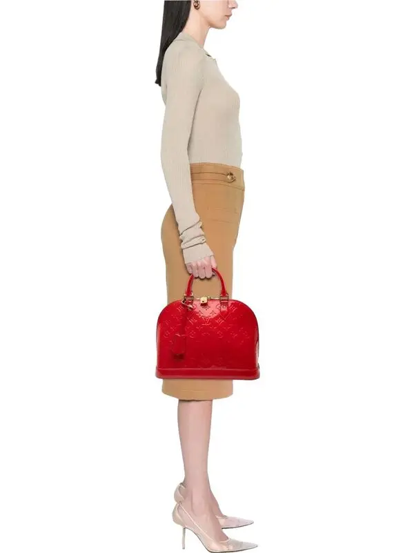 LOUIS VUITTON 2015 Monogram Vernis Alma Pm Handbag - Red
