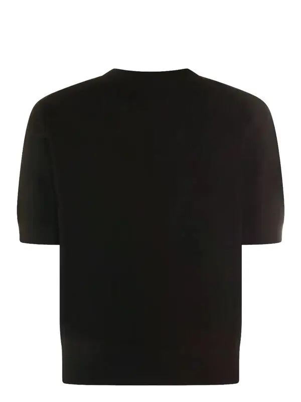 PIACENZA CASHMERE 1733 Short Sleeve Textured T-shirt - Black