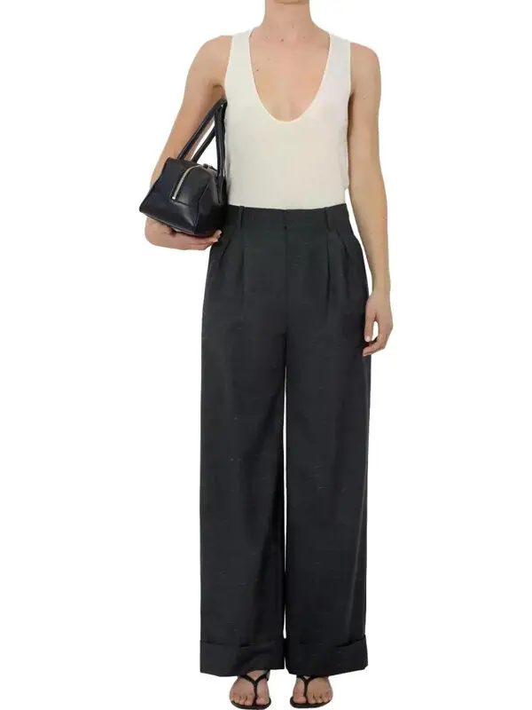 Loulou De Saison Pleated Wide Leg Trousers - Grey
