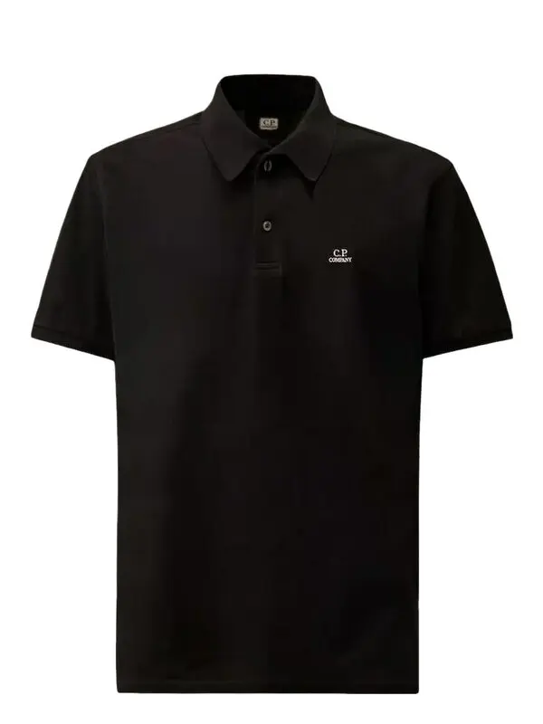 C.P. COMPANY Short-sleeve Point-collar Cotton Polo Shirt - Black