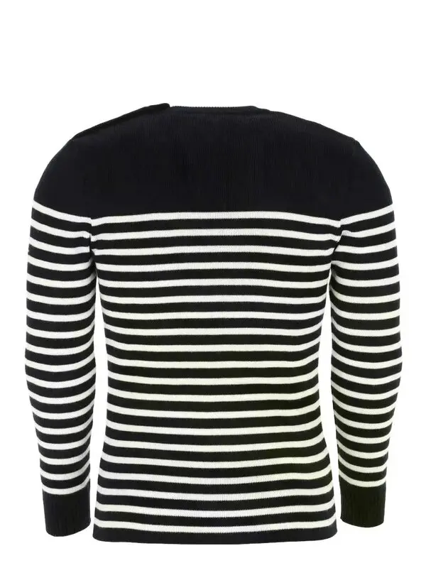 Saint James Rochefort Button Striped Jumper - Blue