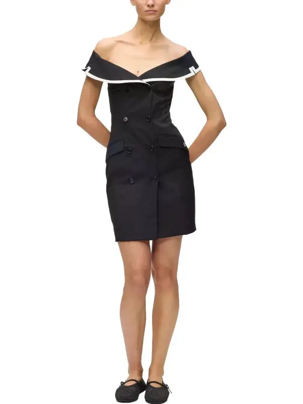 Karl Lagerfeld Off-shoulder Double-breasted Mini Dress - Black