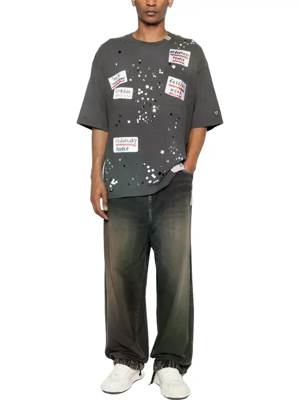 Mihara Yasuhiro Sticker-embellished T-shirt - Grey