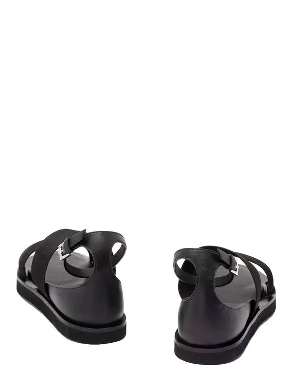 Max Mara Leather Flat Sandals - Black