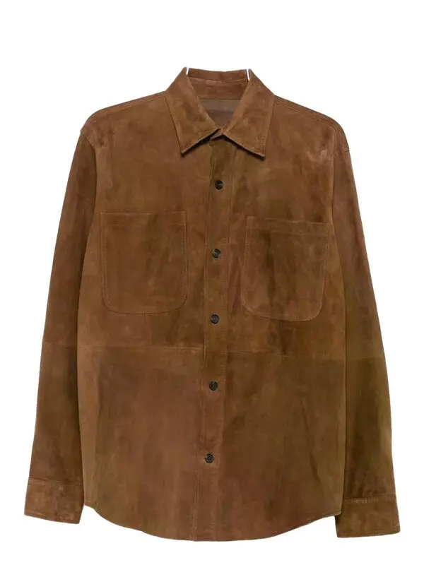 FURSAC Button-front Suede Overshirt - Brown