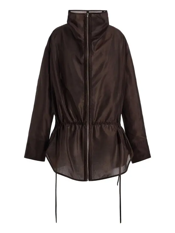 BIRROT Funnel-neck Oversized Windbreaker - Brown