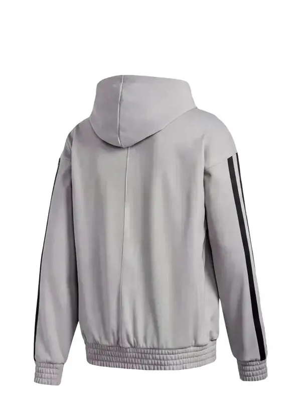 Adidas Striped Hooded Jacket - Grey