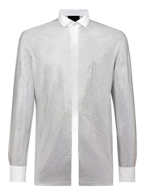 Philipp Plein Crystal Platinum Cut Shirt - Silver