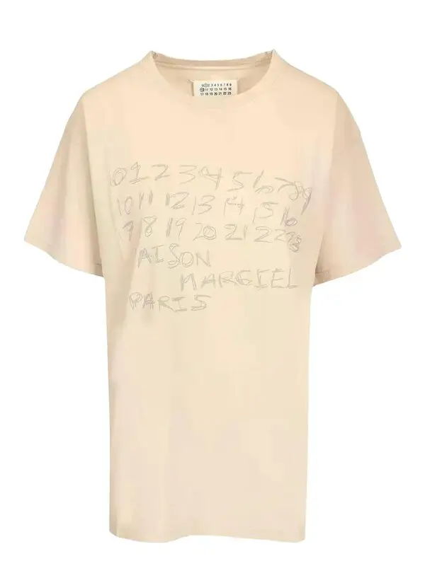 MAISON MARGIELA Cotton Numerical Print T-shirt - Neutrals