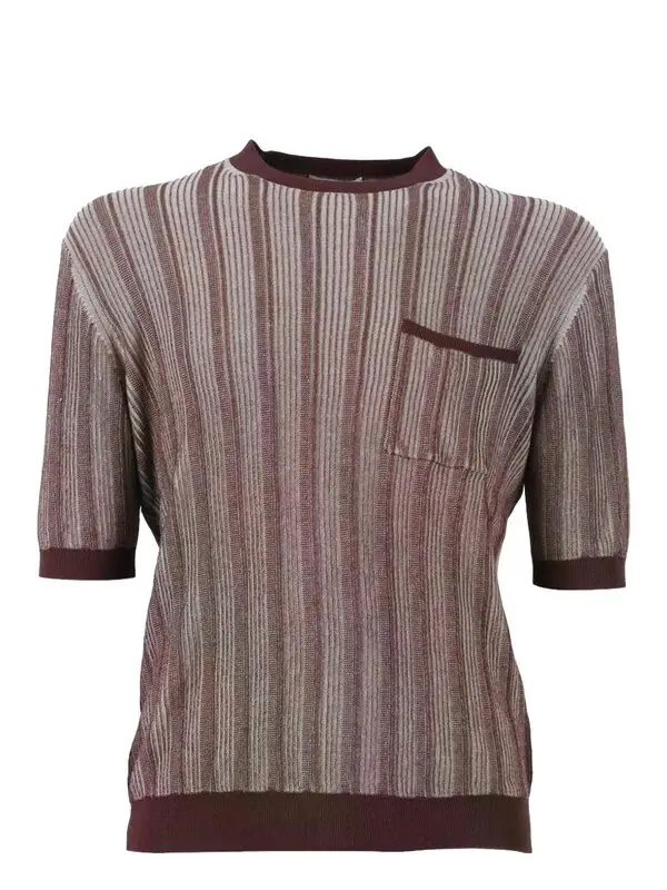BALLANTYNE Striped Short-sleeve Polo Shirt - Brown