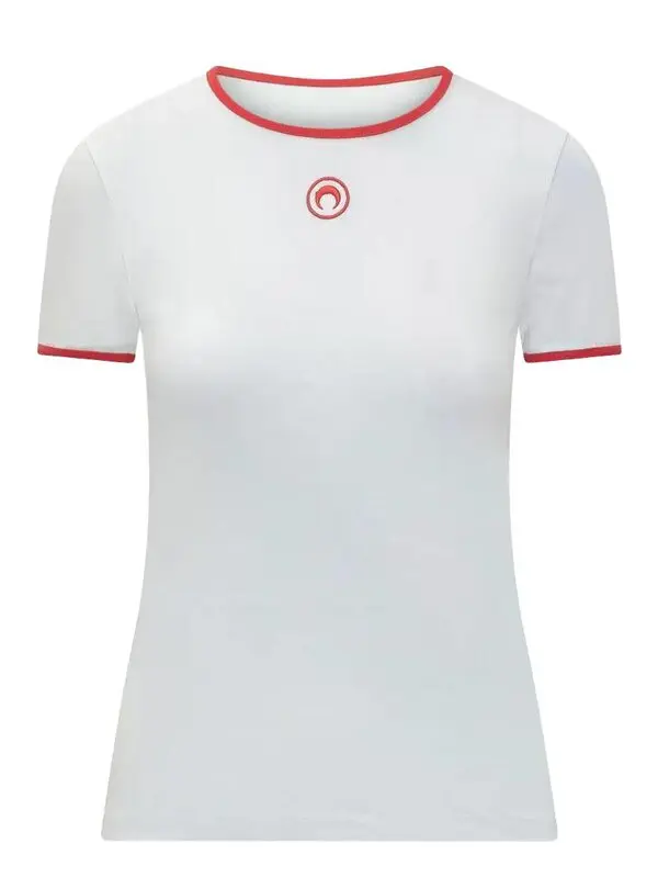 MARINE SERRE Jersey T-shirt With Red Trim - White
