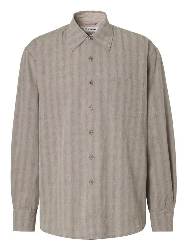 Our Legacy Above Striped Cotton And Linen-blend Shirt - Grey