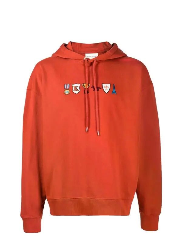 Maison Kitsuné Embroidered Cotton Hoodie - Red