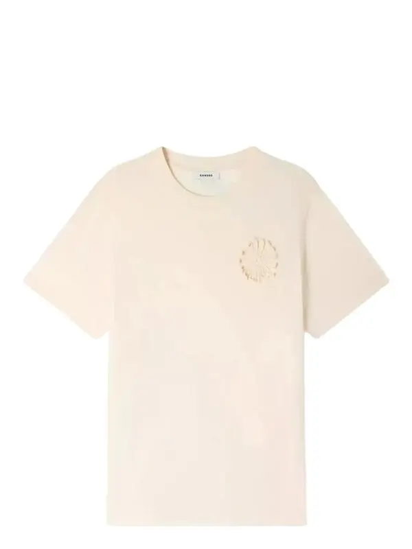 Sandro Cotton Crochet Flower T-shirt - Neutrals