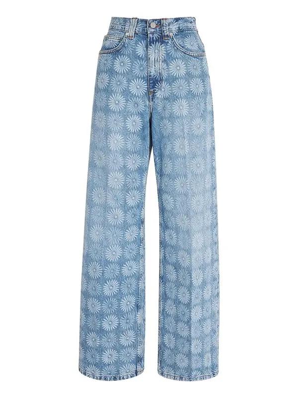 Sandro Floral Wide-leg Jeans - Blue