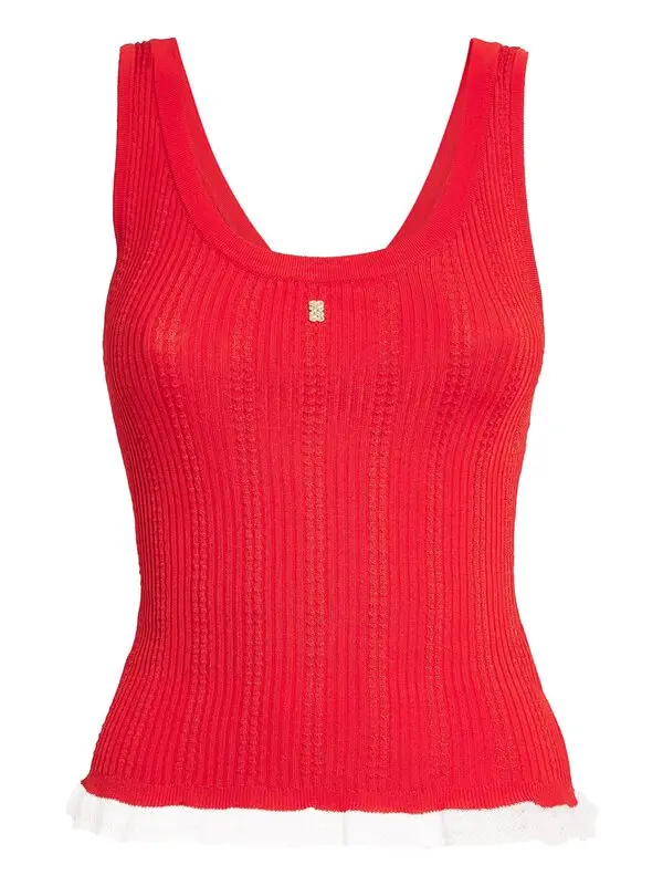 Sandro Knitted Lace-trim Tank Top - Red