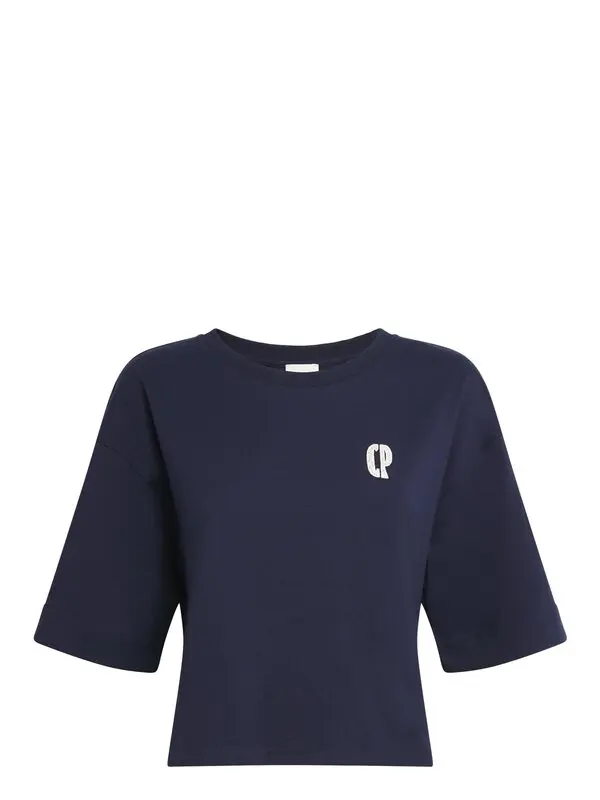 Claudie Pierlot Cotton Logo-embroidered Crewneck T-shirt - Blue