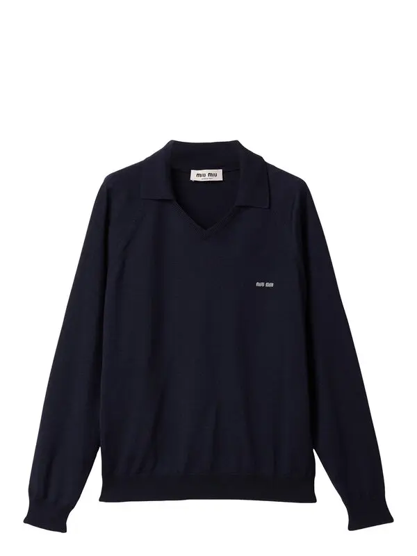 Miu Miu Wool Polo Sweater - Blue