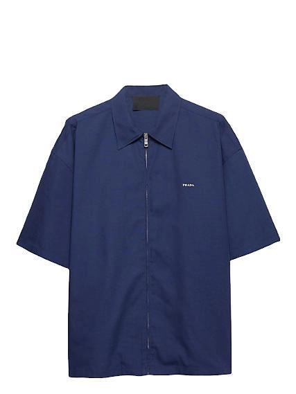 Prada Short-sleeved Technical Cotton Shirt - Blue