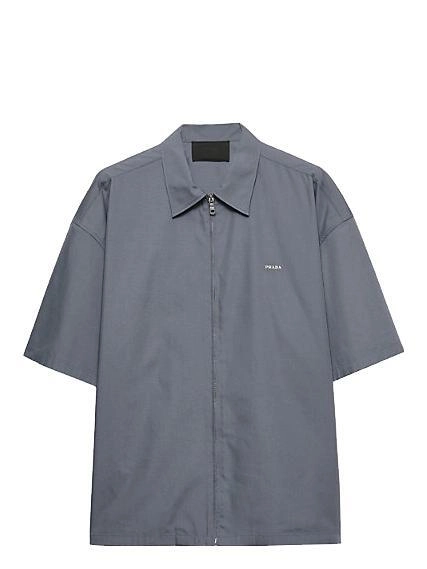 Prada Short-sleeved Technical Cotton Shirt - Grey