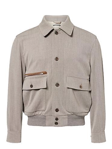 Dunhill Super 120s Collared Wool Jacket - Drab