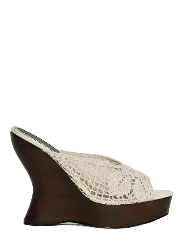 Magda Butrym Crochet Wedge Sandals - Neutrals