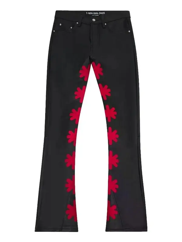 LOSTSHDWS Wax Leather Bootcut Trousers - Black