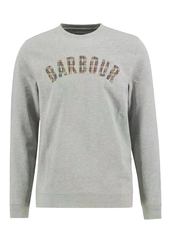 Barbour Plaid Logo Crew Neck Long Sleeve Sweater - Grey